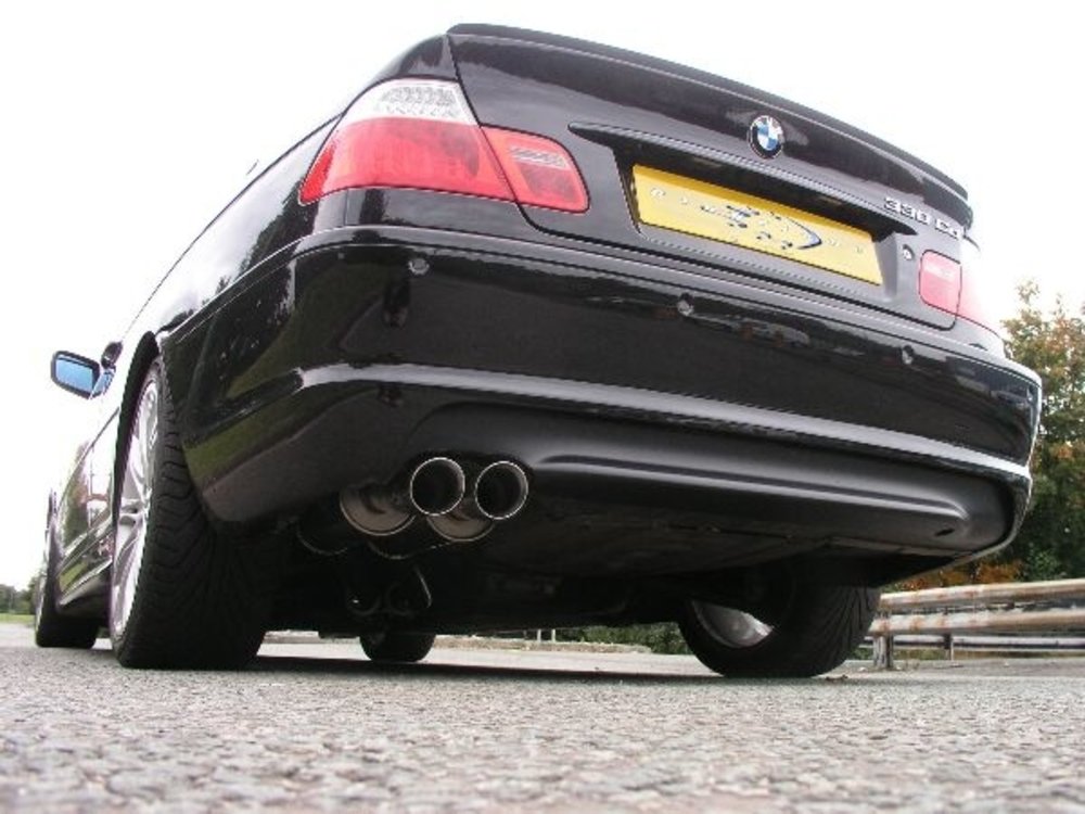 BMW Series (E46) 330d 57mm REAR SILENCER TWIN SLASH CUT TRIMS ROLLED ...